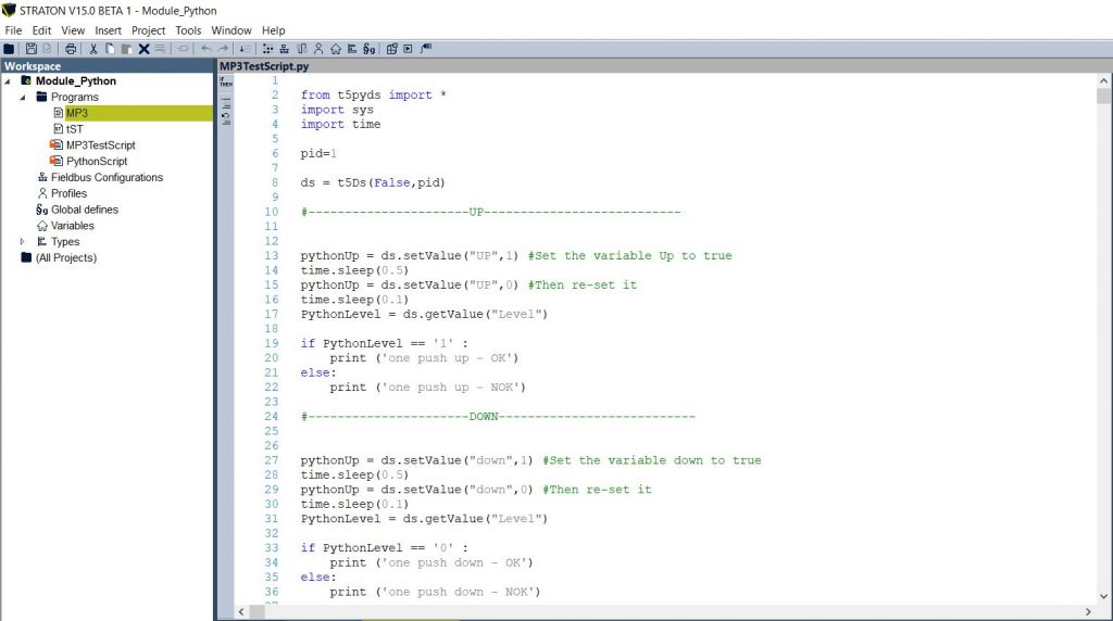 Python language support - straton