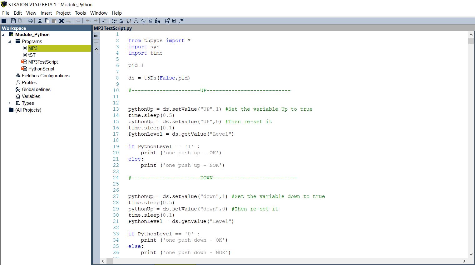 Support du langage Python - straton